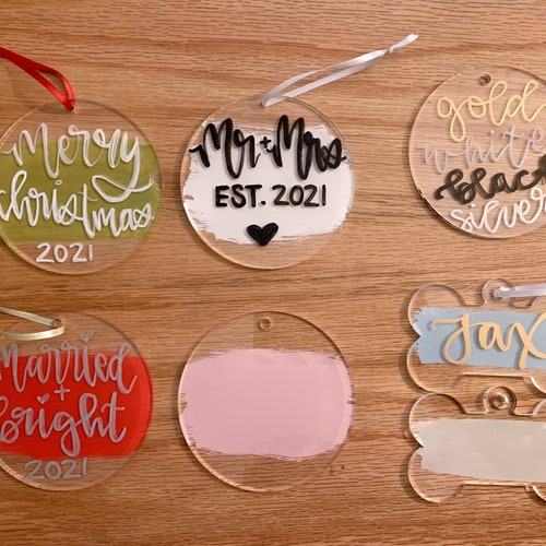 Custom Monogram Clear Acrylic Christmas Ornament - Etsy