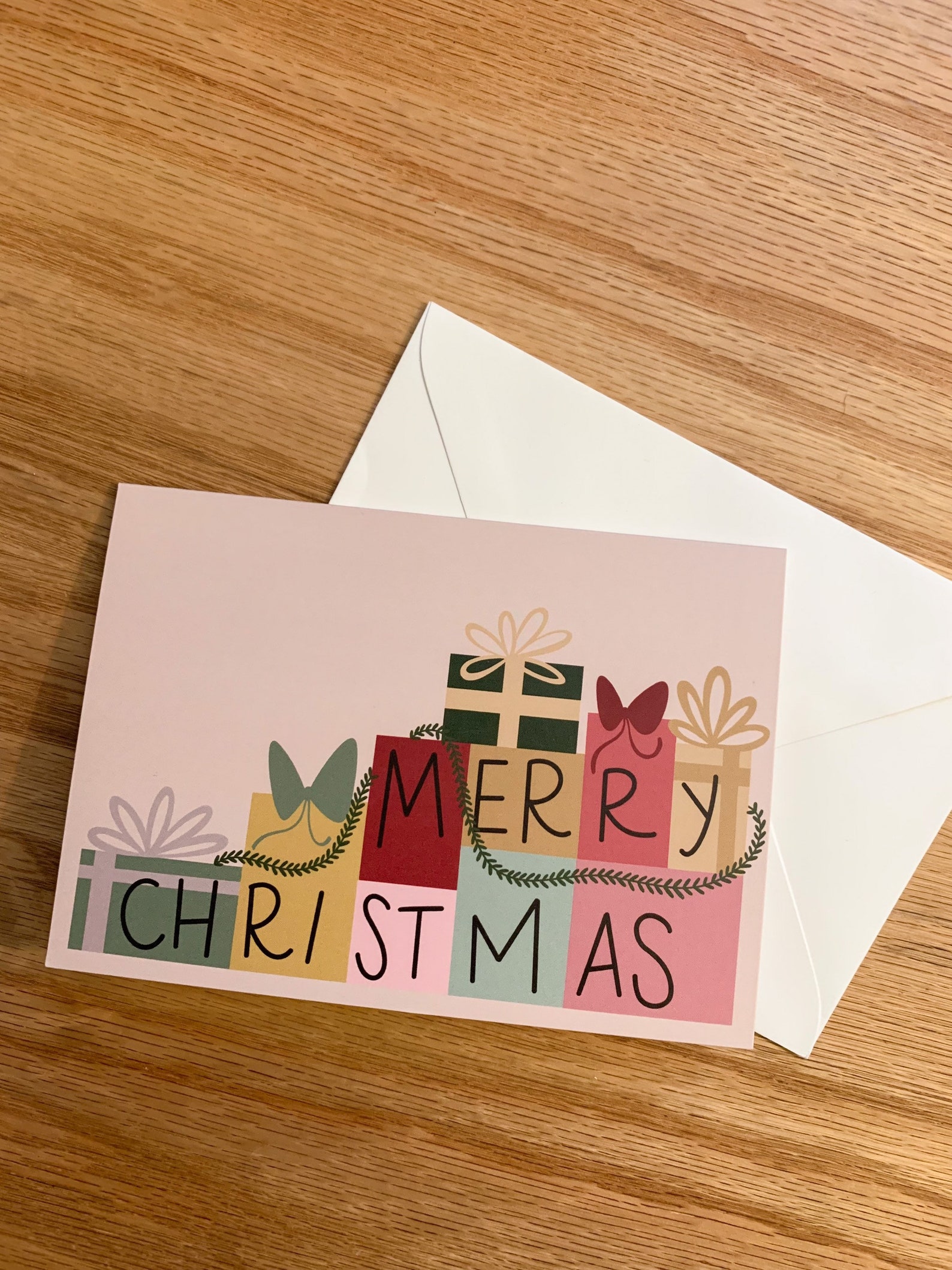 Merry Christmas Card Presents Card - Etsy