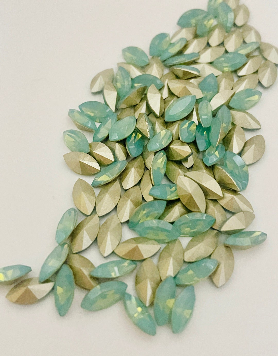 50 Pieces of Pacific Blue Opal Swarovski Crystal Navette Fancy Stone ...