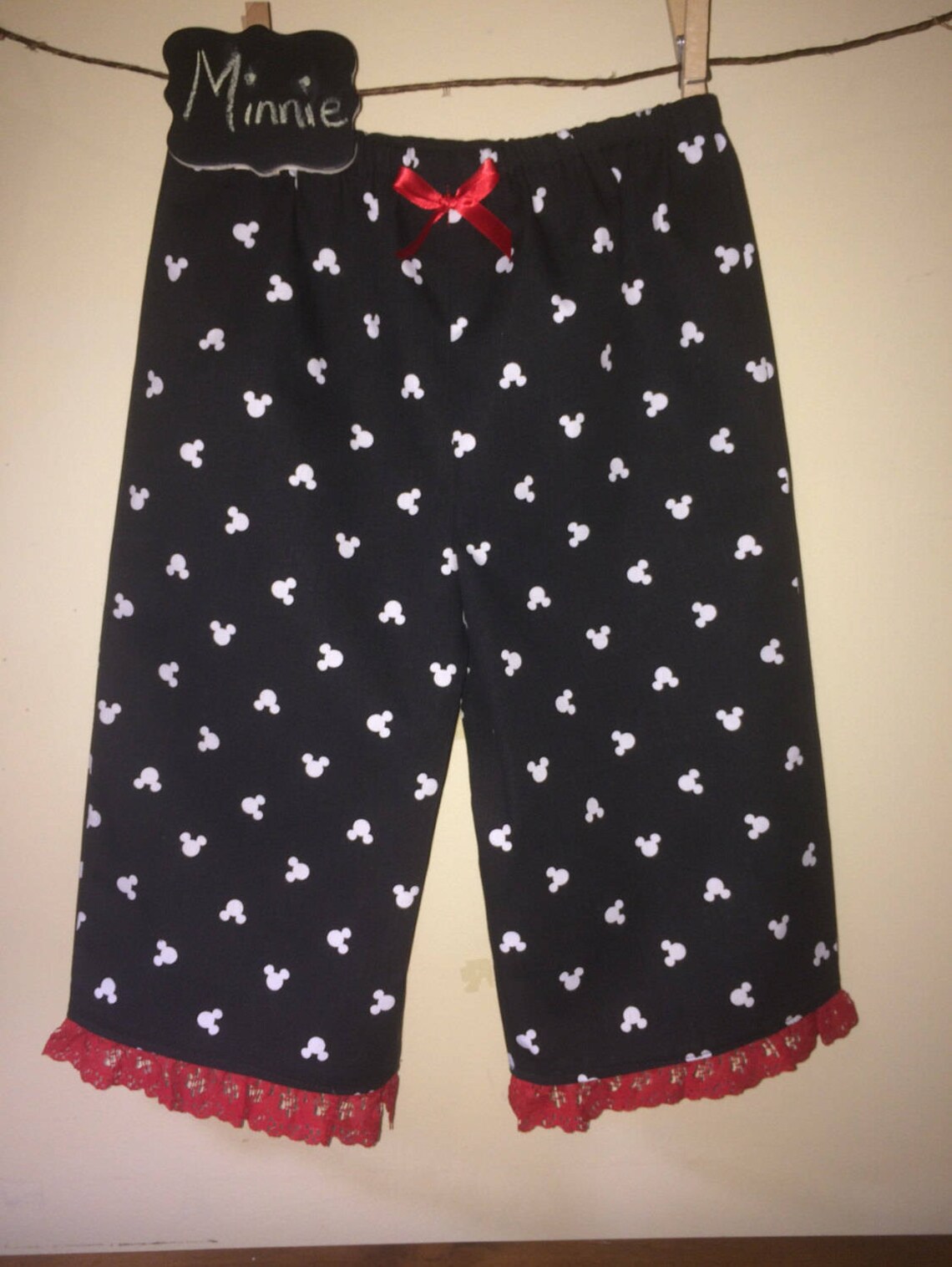 Minnie Mouse Crop Pants/long Pants for Toddler With Red Ruffle - Etsy