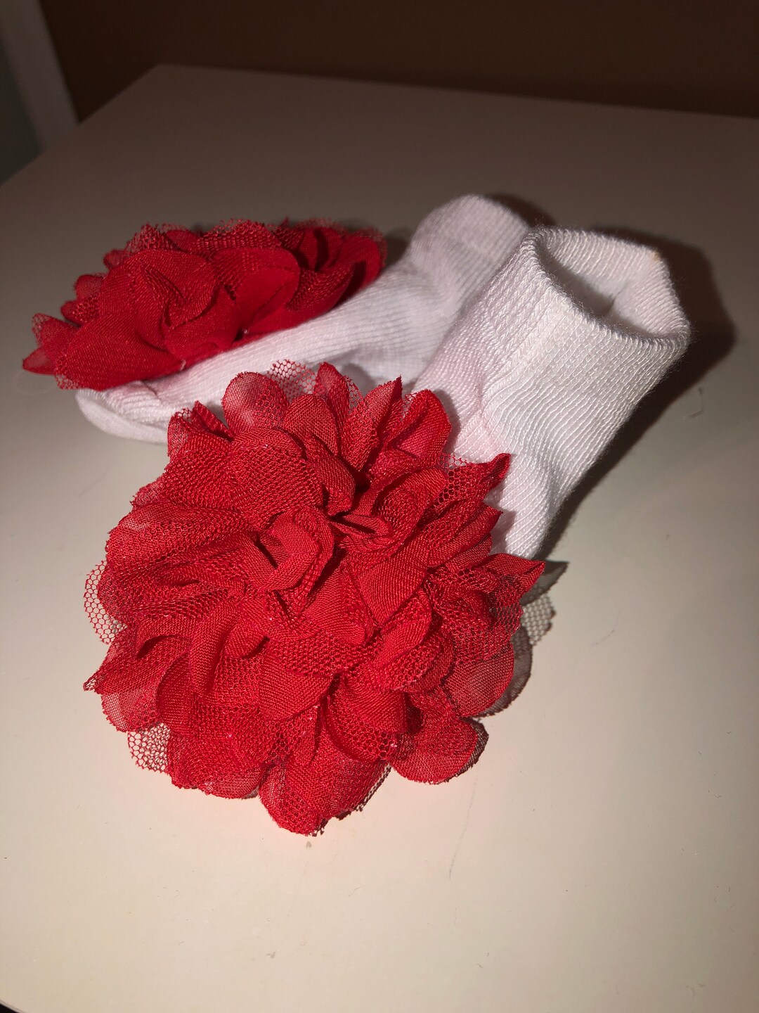 Ruffled Red Baby Girl Socks/ 12-24M Size/ Valentines or Christmas Socks ...