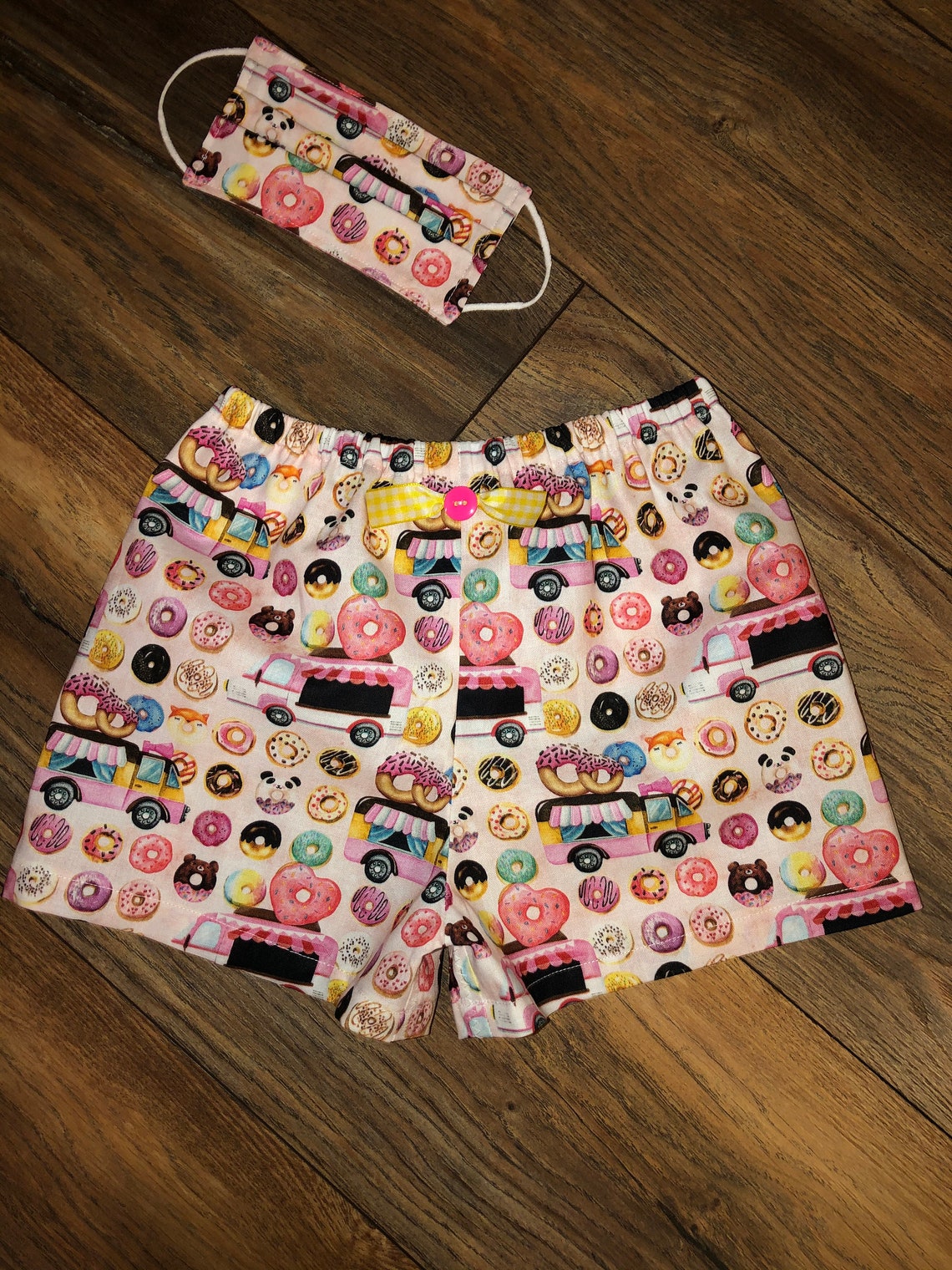 Donut Food Truck Novelty Toddler Shorts and Matching Kids Mask - Etsy