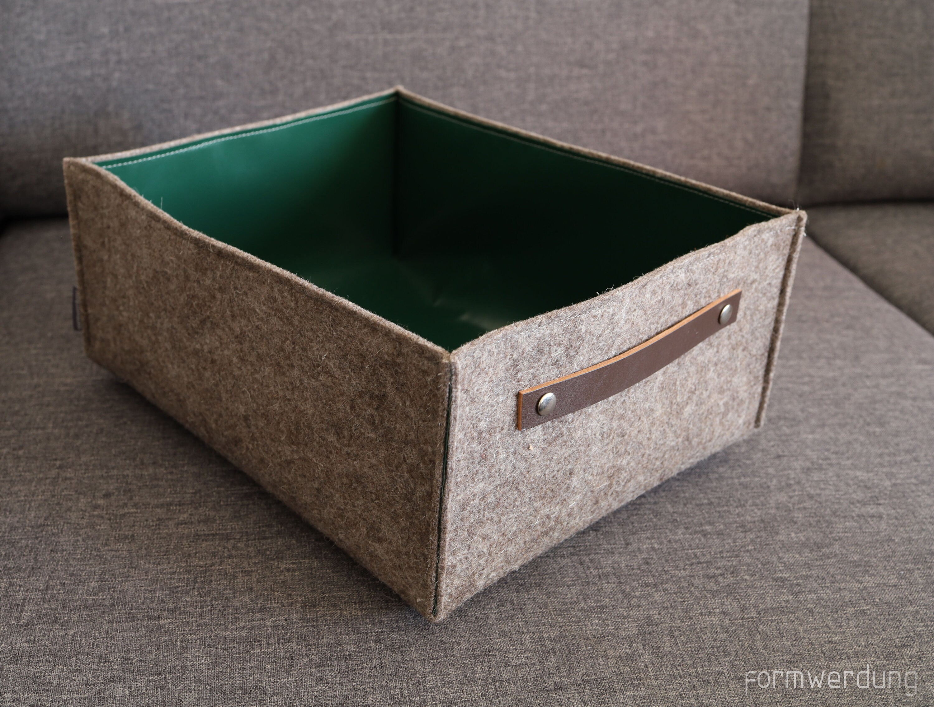 Felt Storage Box With Leather Handle Custom Made Storage - Etsy