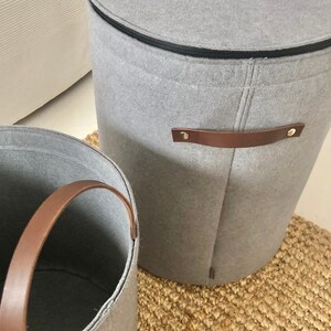 Handcrafted Wool Felt Hamper With Lid, Elegant Home Storage Laudry ...