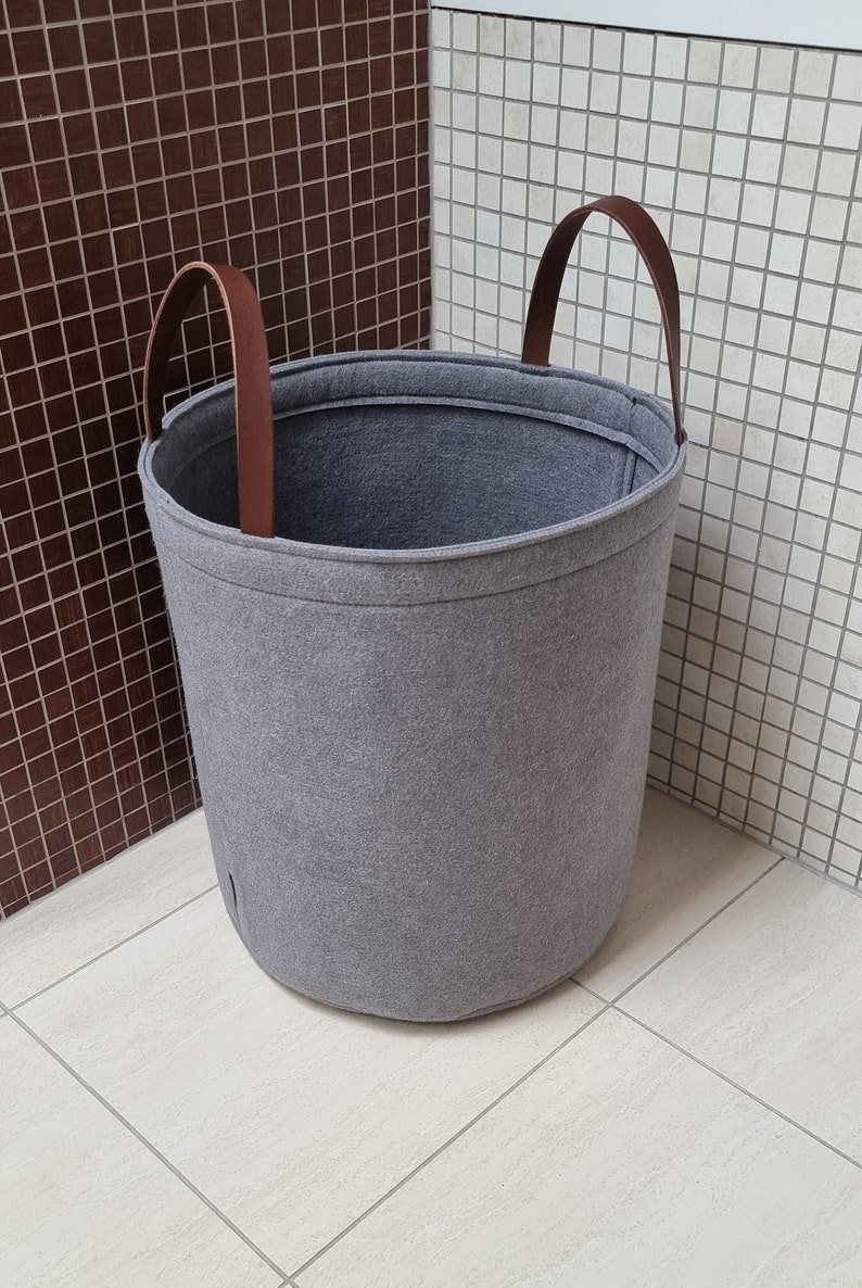Large Laundry Hamper Basket With Lid Made From Wool Felt - Etsy