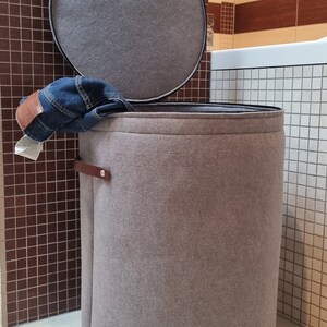 Handcrafted Wool Felt Hamper With Lid, Elegant Home Storage Laudry ...