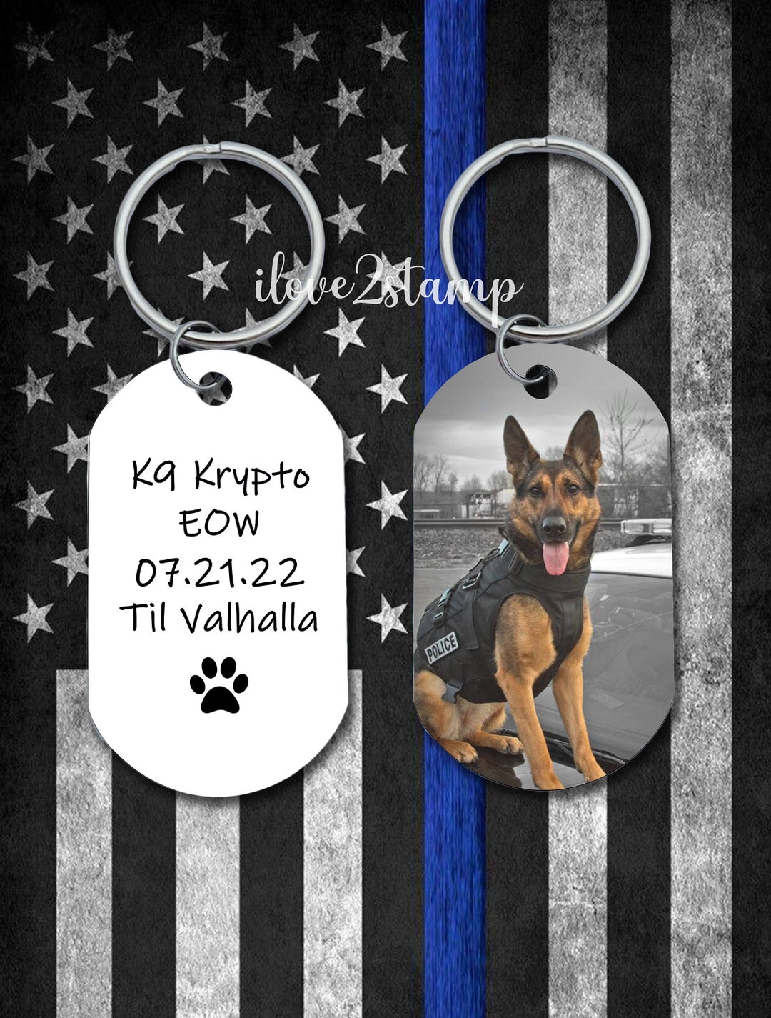 Police Dog Memorial Keychain, K9 Police Sympathy Gift, Personalized End ...