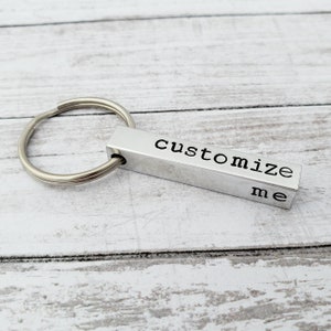 Personalized Bar Keychain, 4 Sided Bar Key Chain, Customized Unisex ...