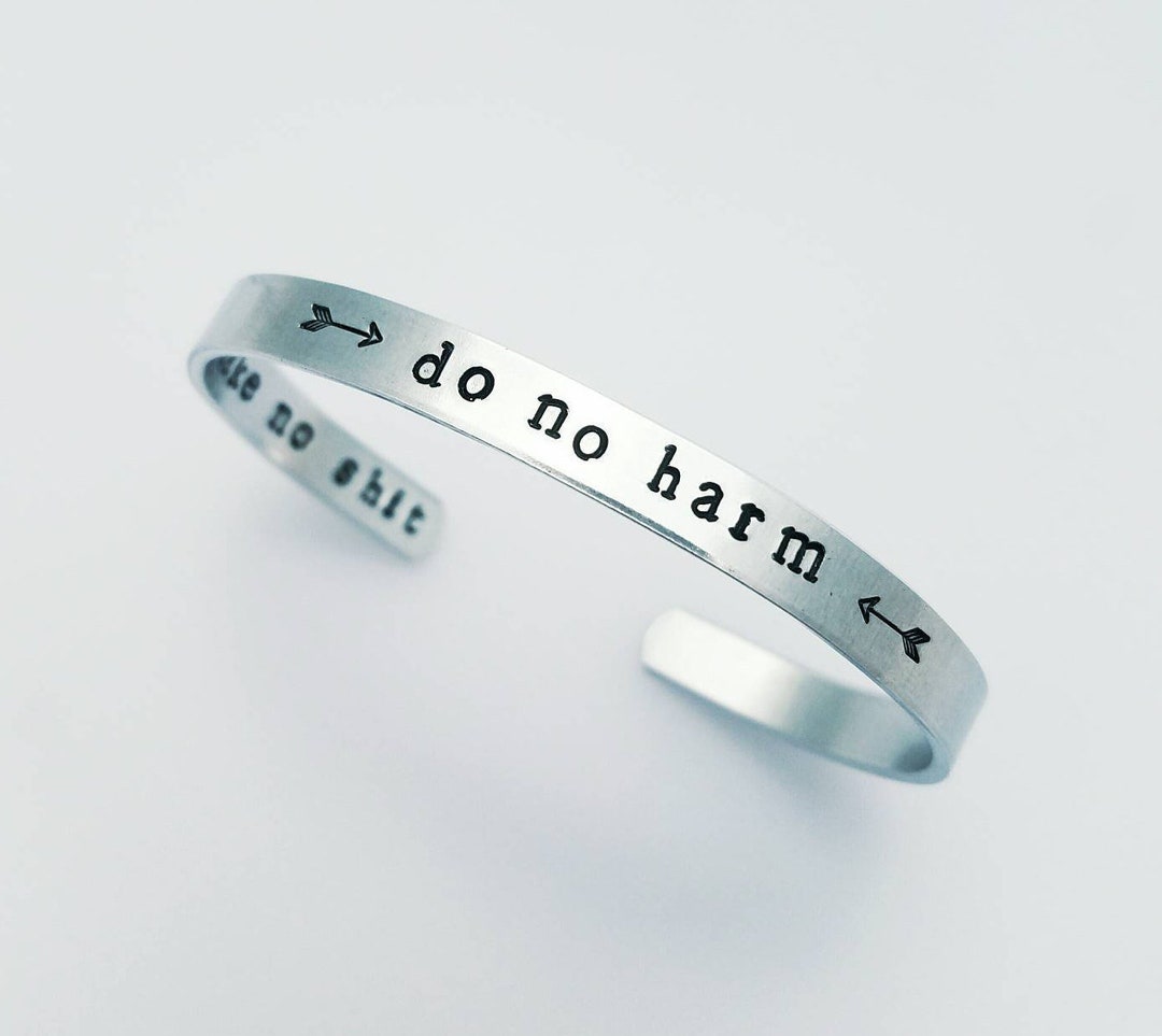 Do No Harm but Take No Shit Bracelet, Hidden Message Bracelet, Hand ...
