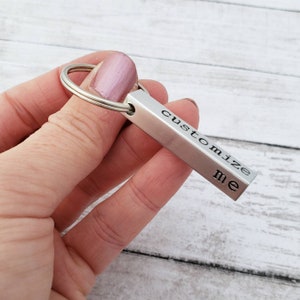 Personalized Bar Keychain, 4 Sided Bar Key Chain, Customized Unisex ...