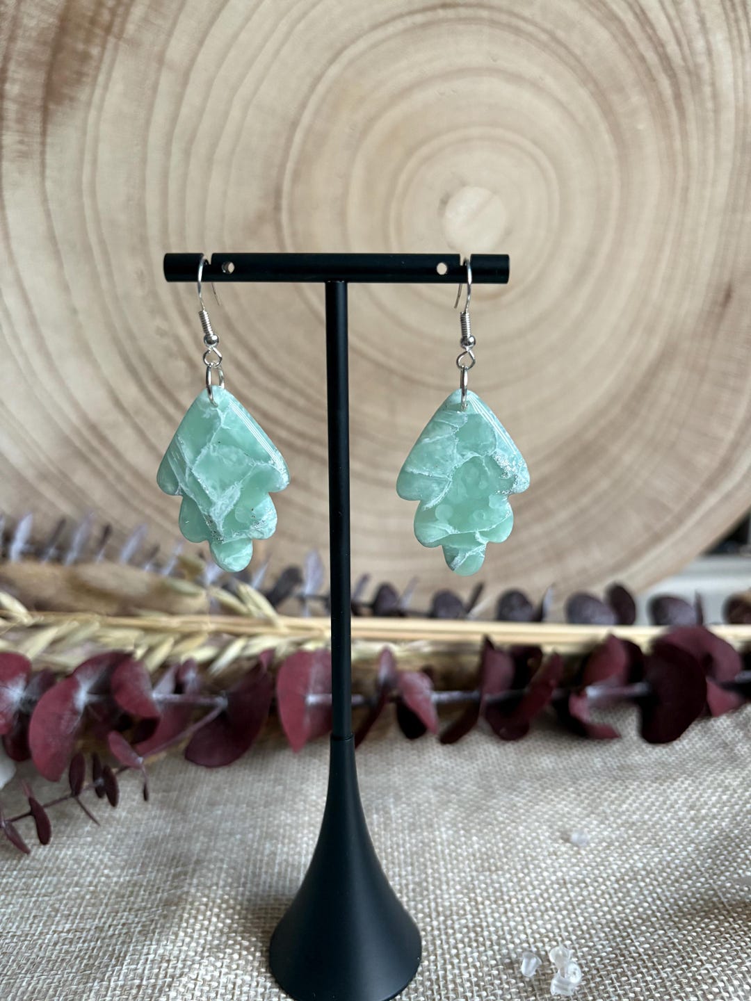 Jade Inspired Handmade Faux Stone Polymer Clay Dangle Earrings - Etsy