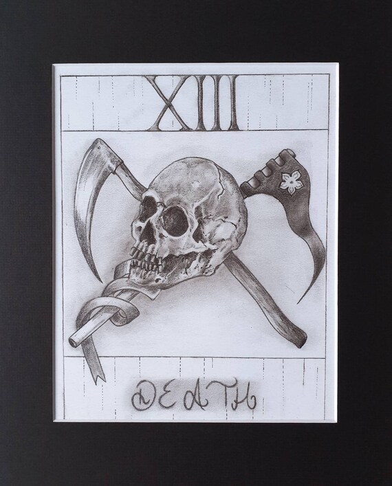 Tarot Death Card Print Mounted From Original Graphite Drawing - Etsy