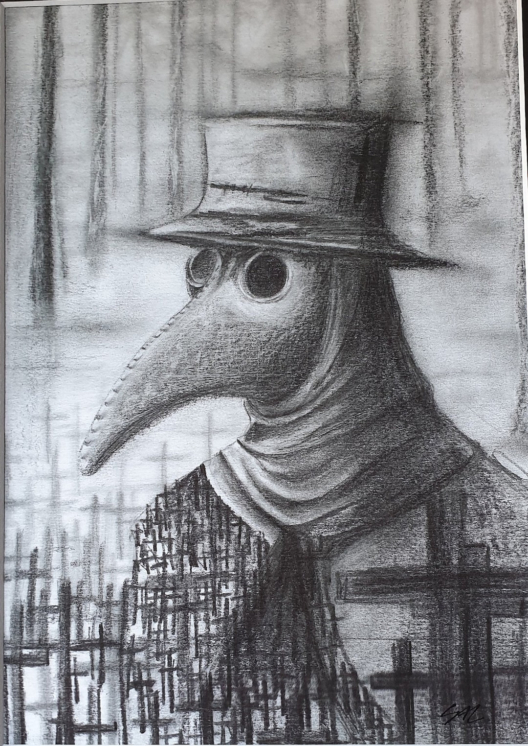 Bubonic Plague Mask Drawing