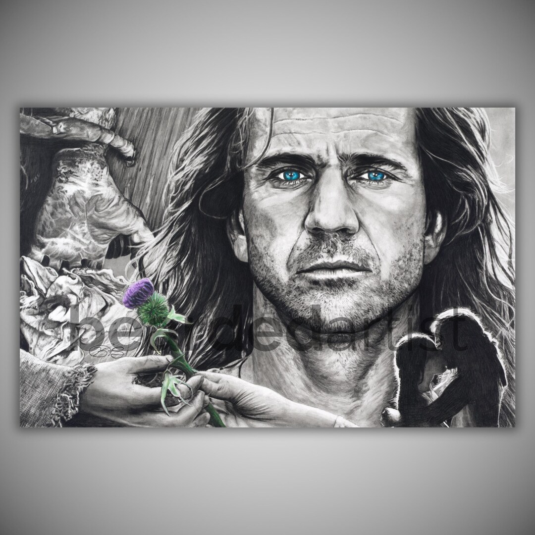 William Wallace Drawing – Braveheart Graphite & Colored Pencil Portrait ...