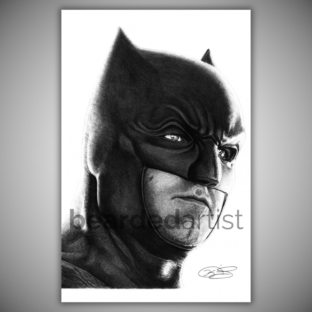Batman batfleck Pencil Drawing Print Justice League Fine Art 11x17 ...