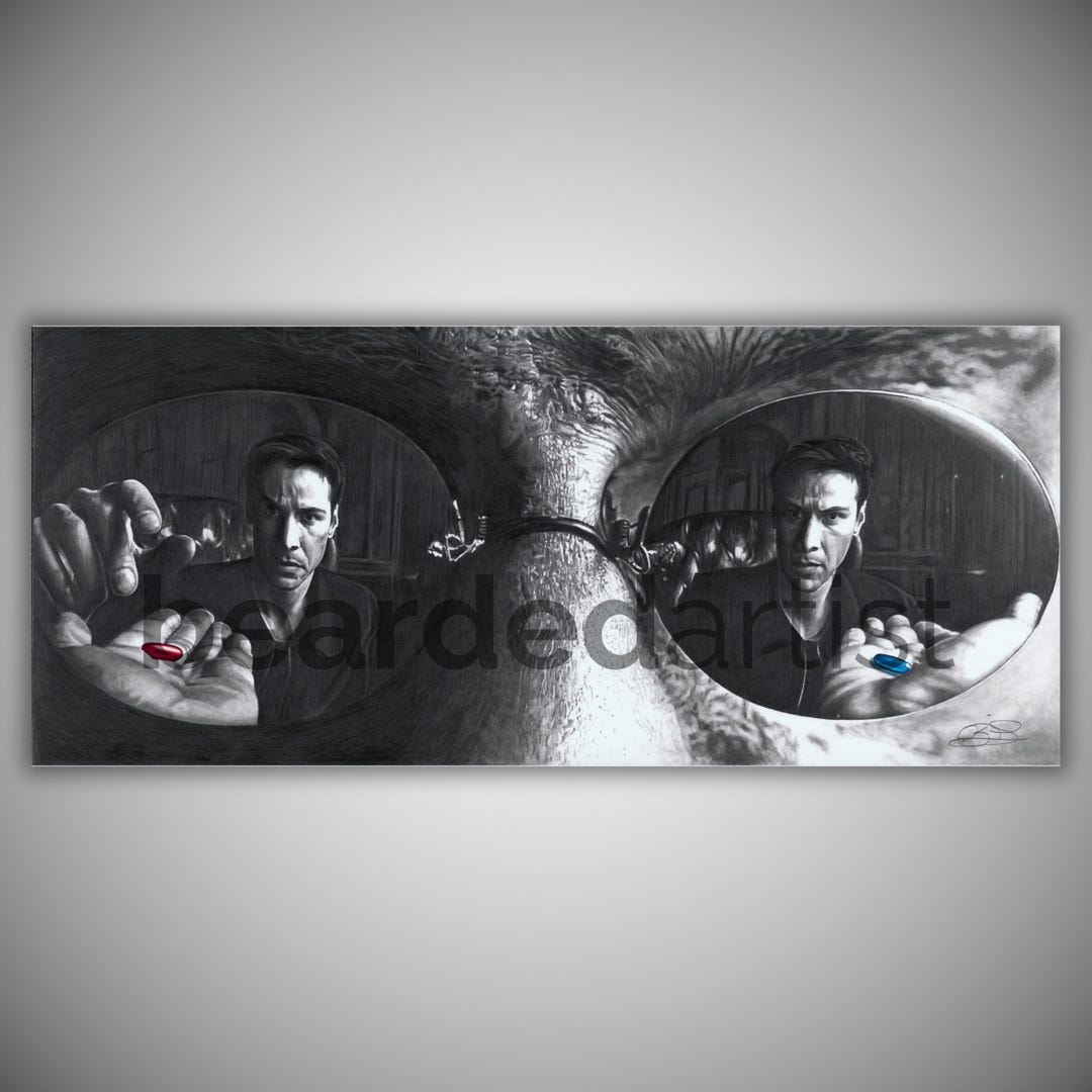 The Matrix Art – Morpheus Red and Blue Pill Graphite Drawing - Etsy