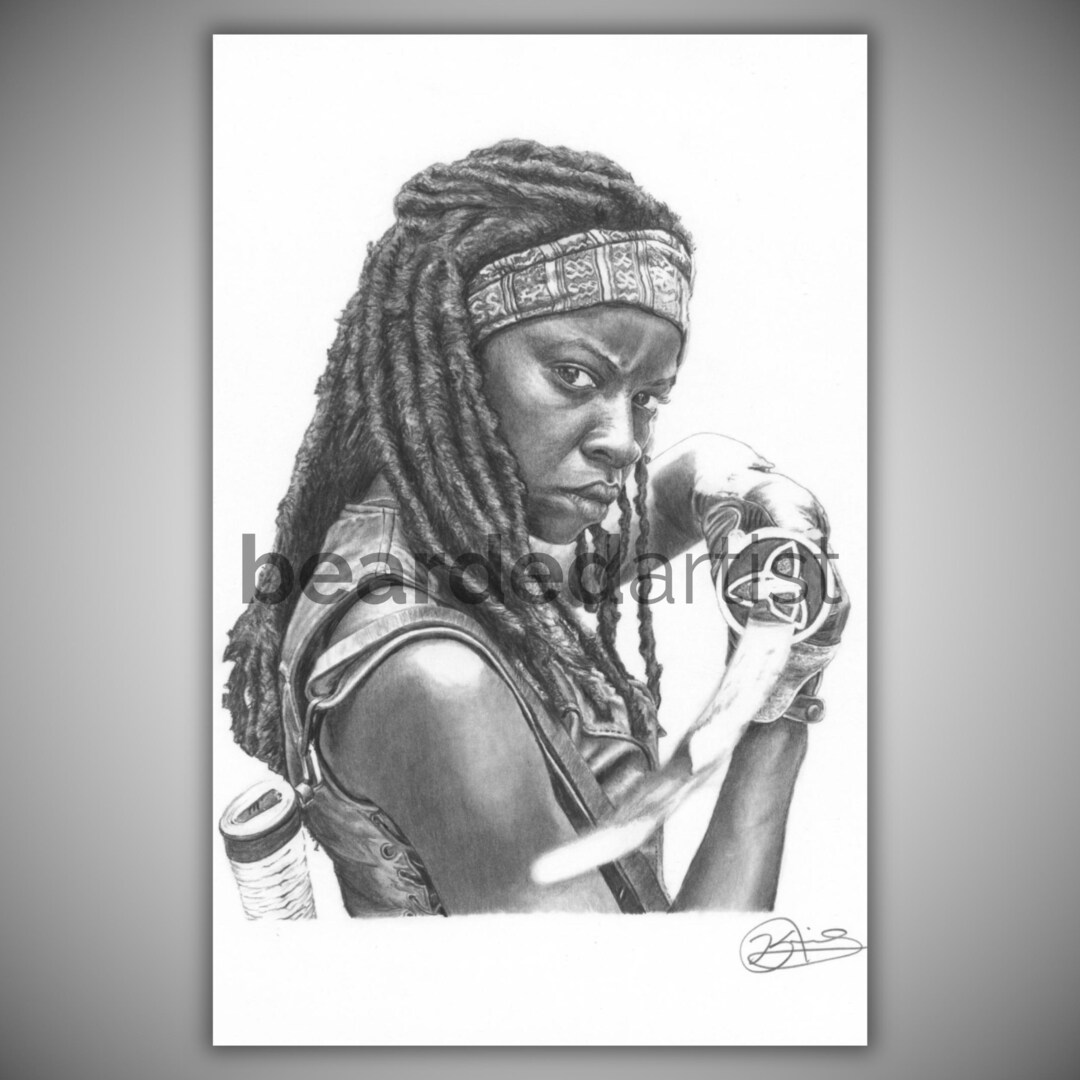 Michonne – the Walking Dead Graphite Drawing | Zombie Series Wall Art ...