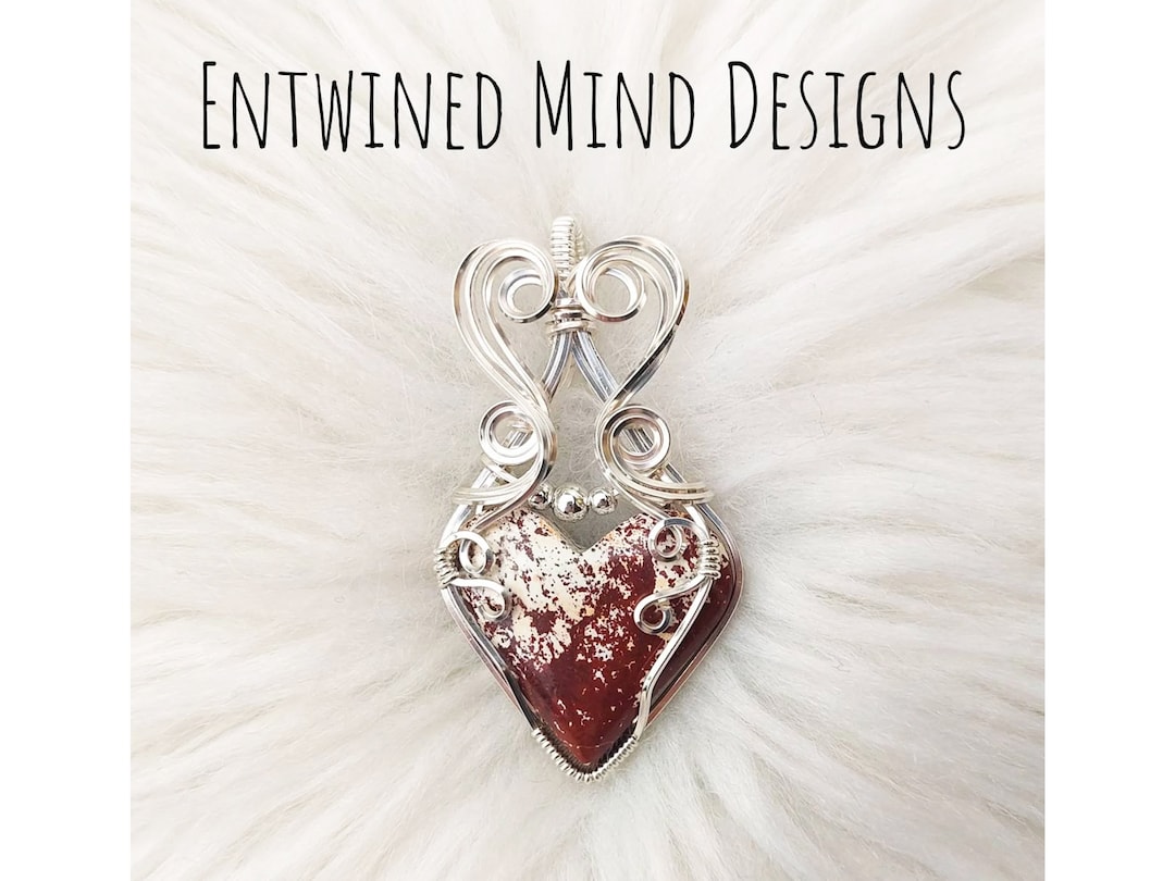 Red Alunite Heart Wire Wrapped Sterling Silver Pendant - Etsy