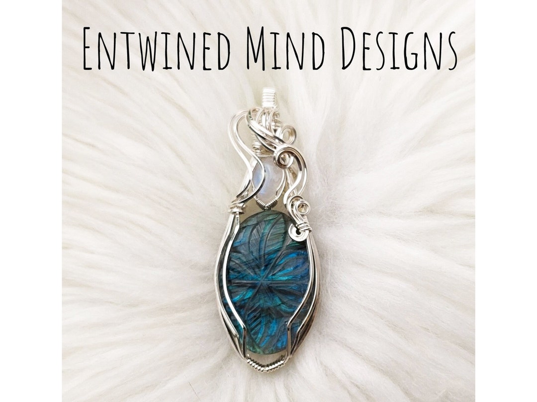 Blue Teal Rainbow Flash Carved Labradorite Wrapped Sterling Silver ...