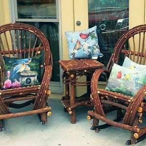 Rustic Handmade Chair Set ** Twig Willow Rocking Chair Set 2 Rocking ...