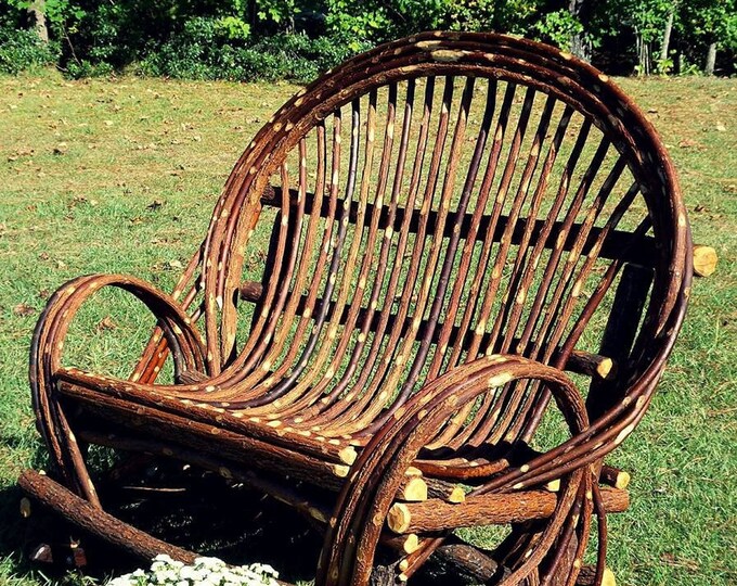 Handcrafted Bench. Twig Willow Rocking Bench Willow Double Rocker - Etsy