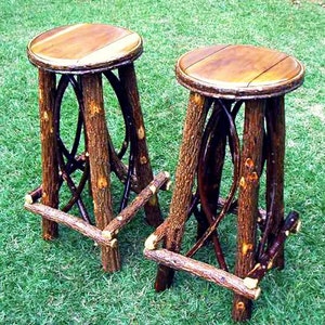 Handmade Willow Twig Bar Stool: Rustic Poplar Top, 30" Height - Etsy