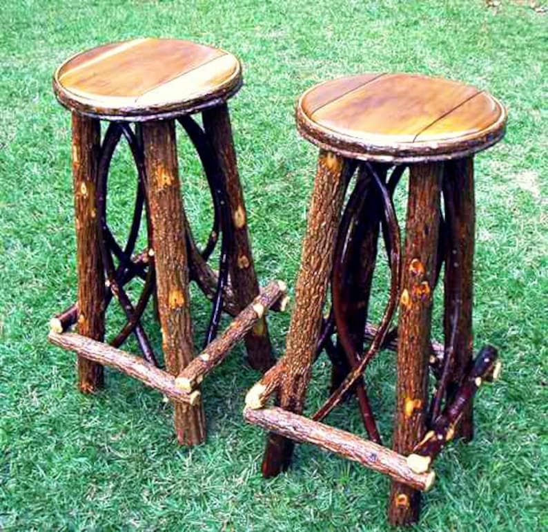 Handmade Willow Twig Bar Stool: Rustic Poplar Top, 30" Height - Etsy