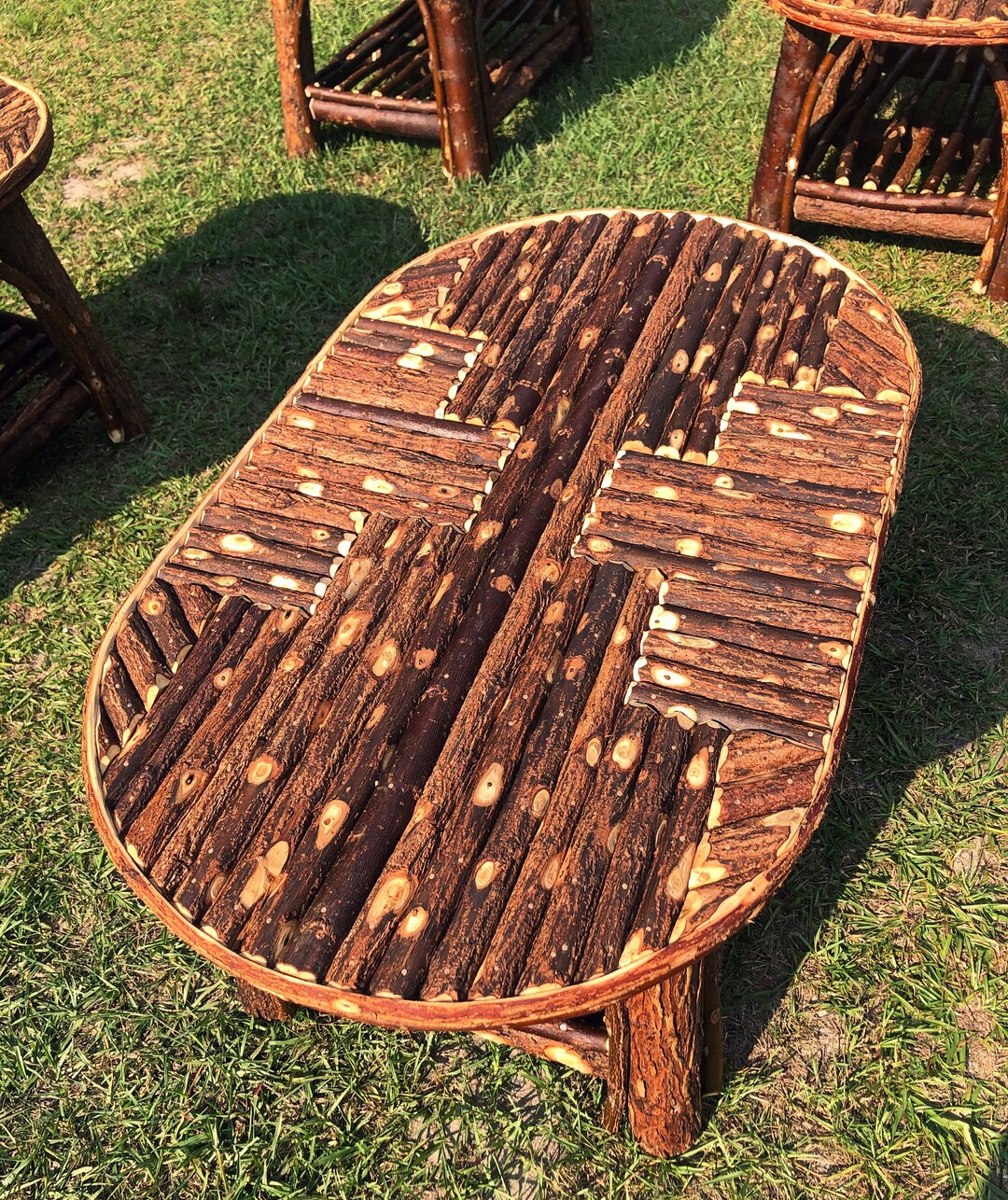 Mosaic Inlaid Top Willow Coffee Table . Twig Table - Etsy