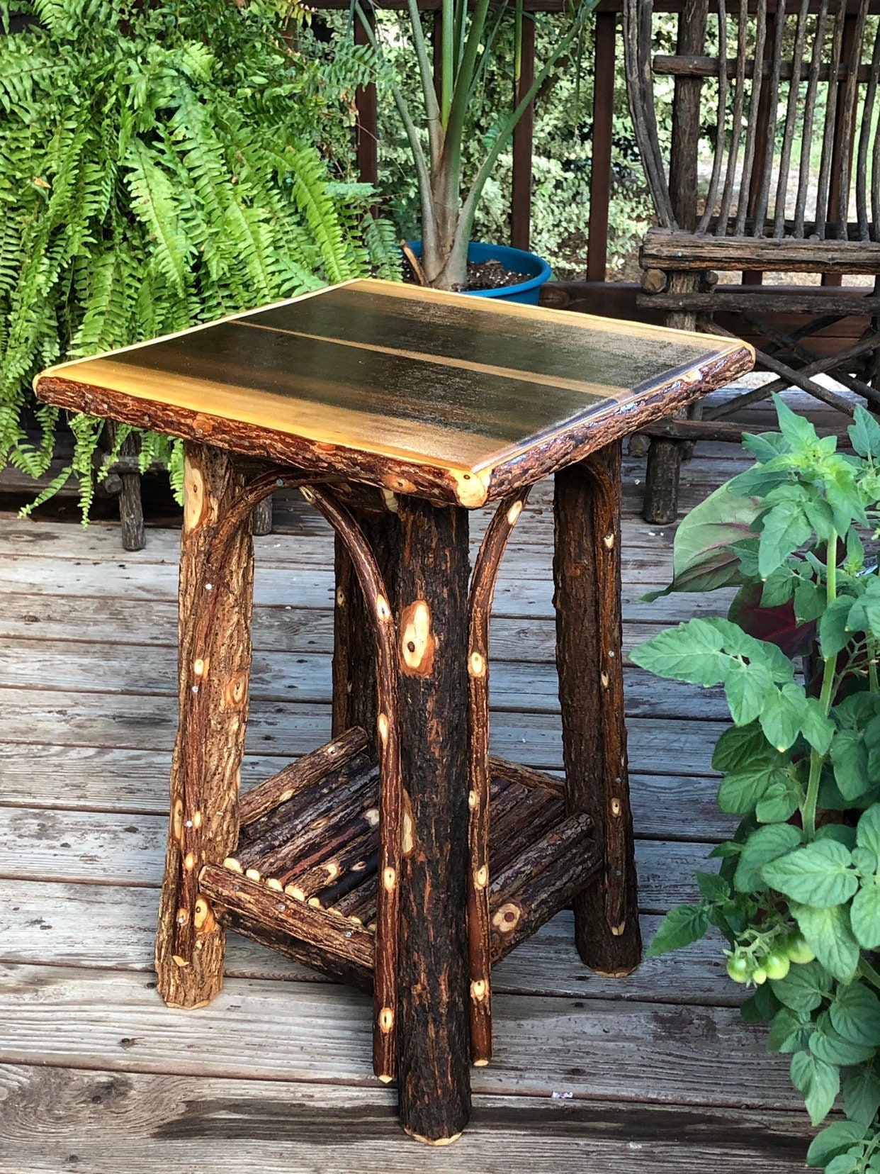 Handmade Twig Willow Accent Table With Poplar Wood Top - Etsy