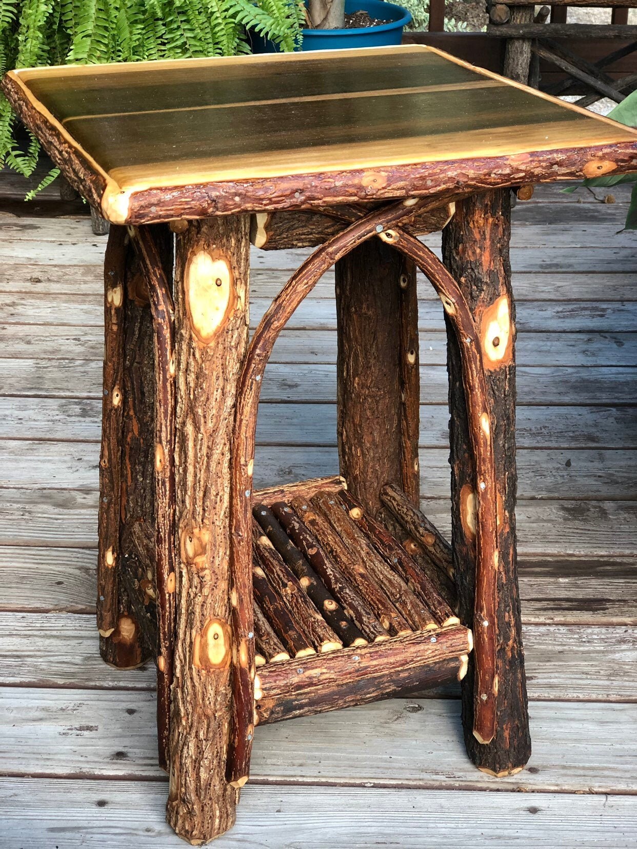 Handmade Twig Willow Accent Table With Poplar Wood Top - Etsy