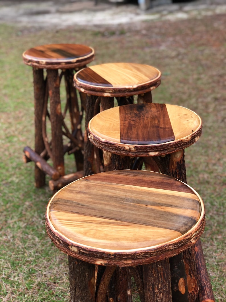 Handmade Willow Twig Bar Stool: Rustic Poplar Top, 30" Height - Etsy