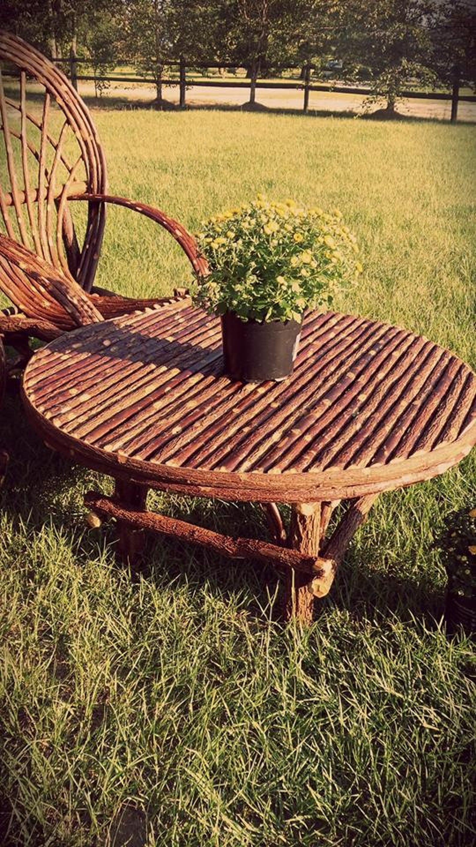 Rustic Round Coffee Table** Rustic Twig Willow - Etsy