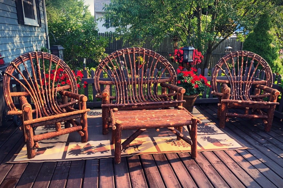 Rustic Willow Furniture Set: Loveseat, Chairs, Coffee Table - Etsy