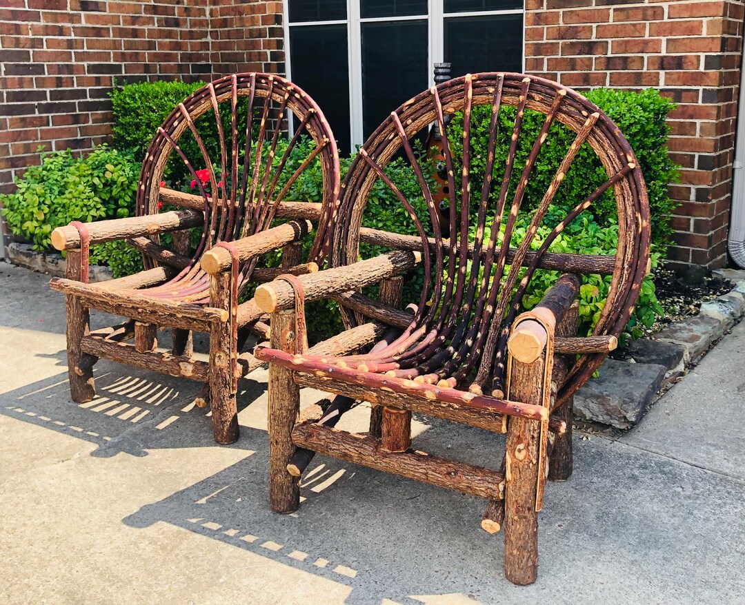 Two Handmade Bentwood Twig Willow Chairs Rústico Style Shipping ...