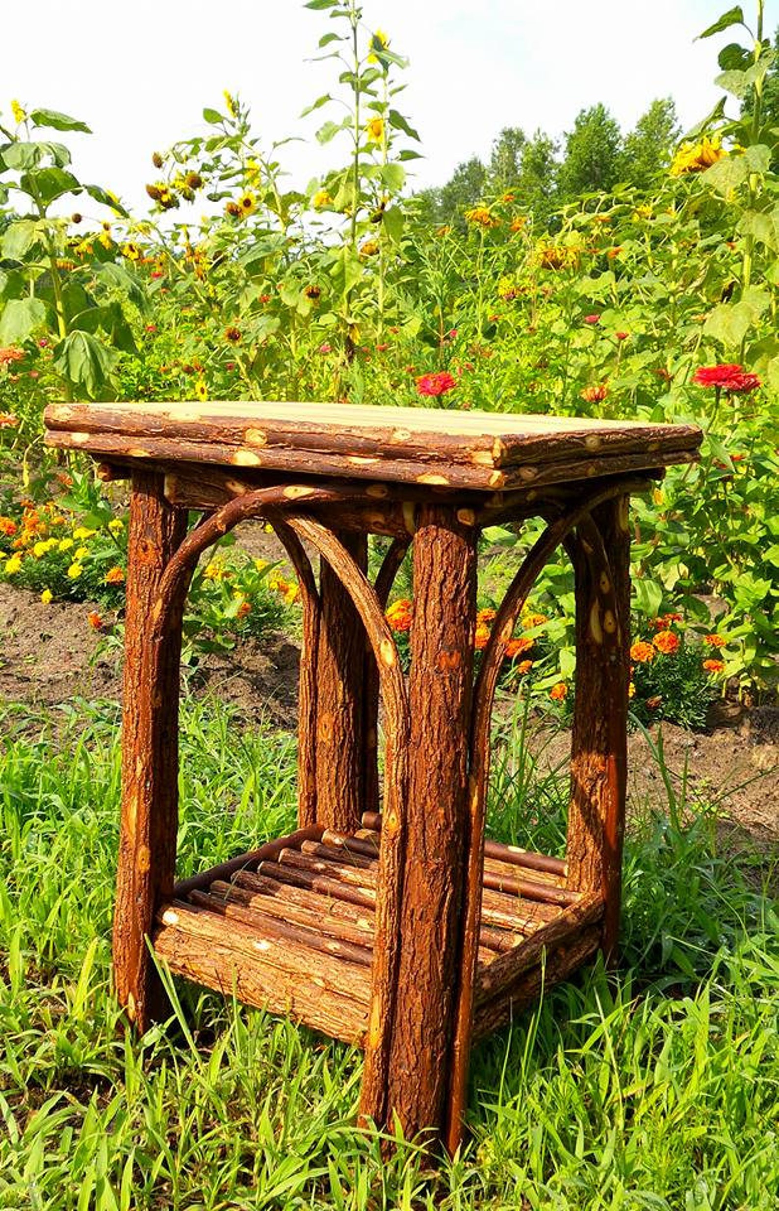 Handmade Twig Willow Accent Table With Poplar Wood Top - Etsy