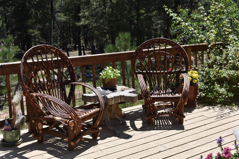 Set of Two Handmade Willow Chairs . Two Fan Back Bentwood - Etsy