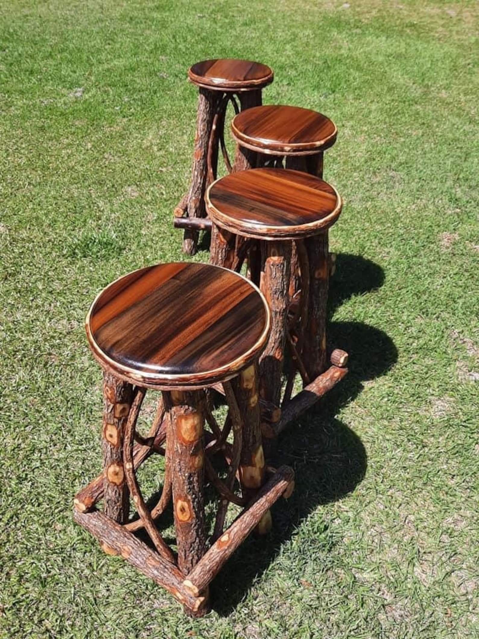 Handmade Willow Twig Bar Stool: Rustic Poplar Top, 30" Height - Etsy