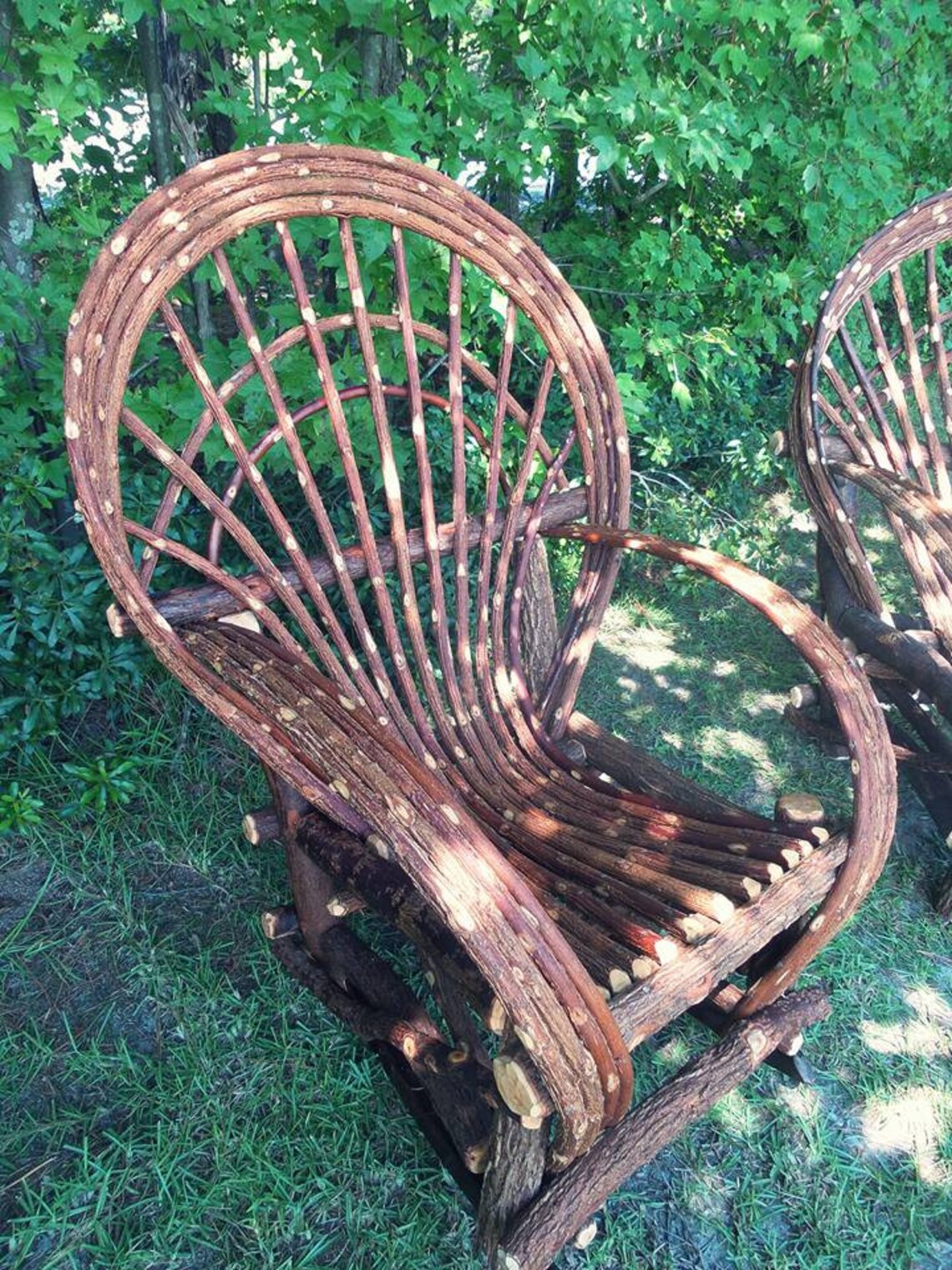 Set of Two Handmade Willow Chairs . Two Fan Back Bentwood - Etsy