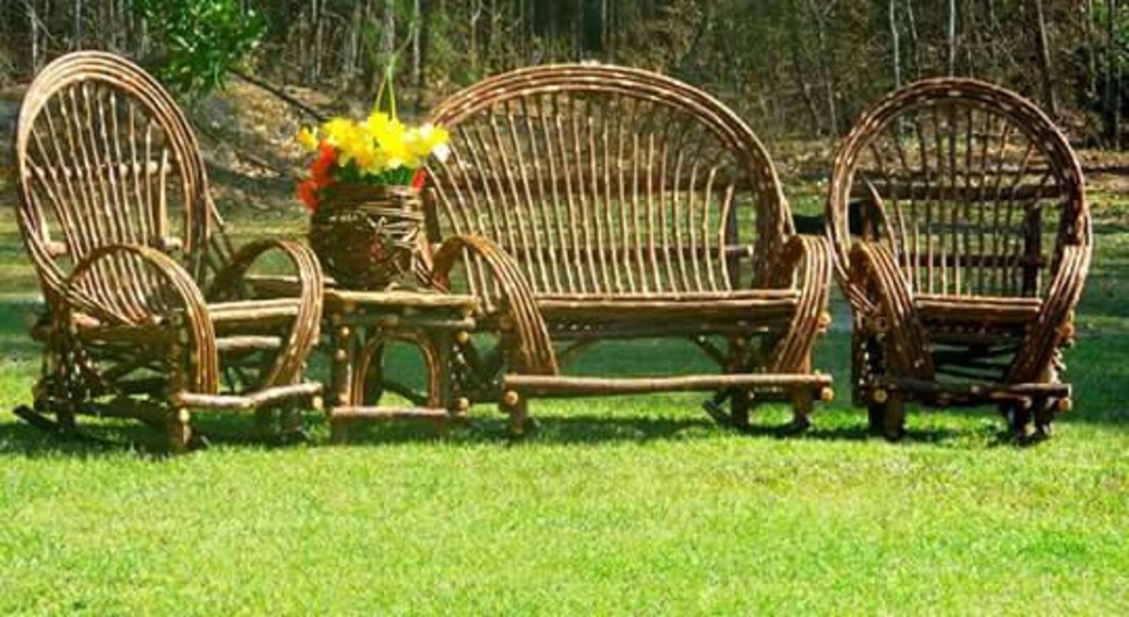 Handmade Willow Twig Furniture Set: Loveseat, Chairs & End Table - Etsy