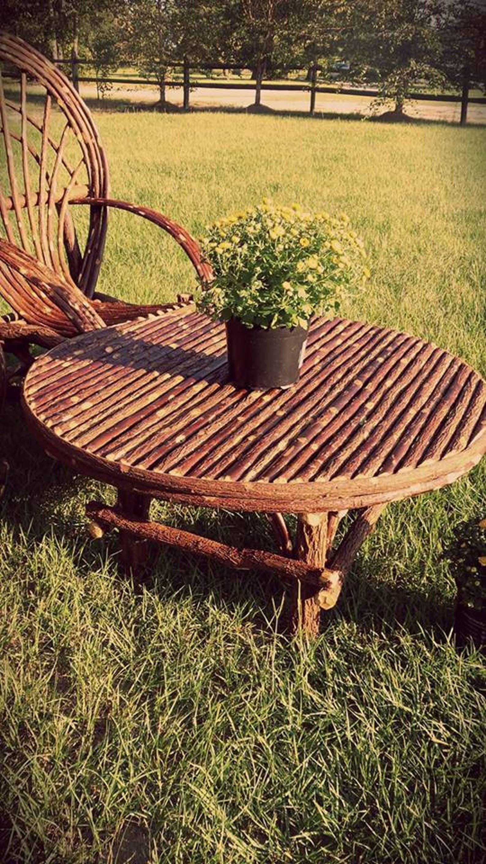 Rustic Round Coffee Table** Rustic Twig Willow - Etsy