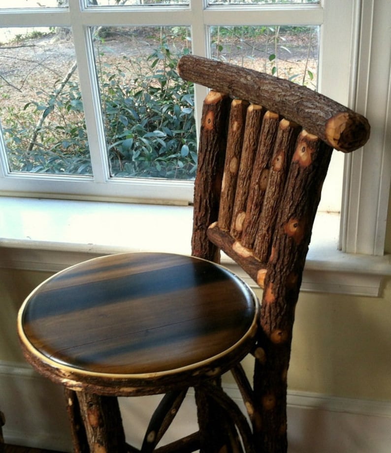 Handmade Rustic Willow Bar Stool: Hardwood Seat, Custom Height - Etsy