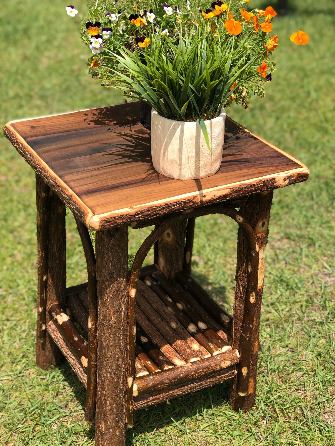 Handmade Twig Willow Accent Table With Poplar Wood Top - Etsy