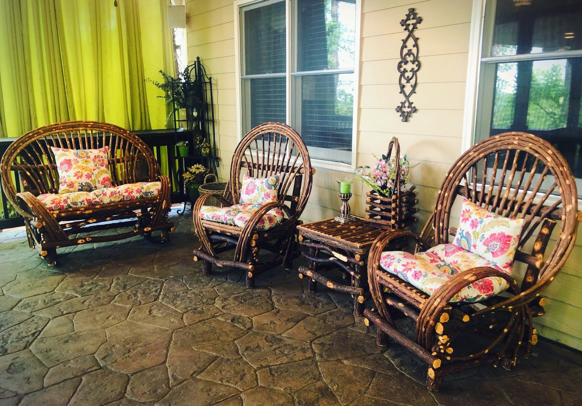 Handmade Willow Twig Furniture Set: Loveseat, Chairs & End Table - Etsy
