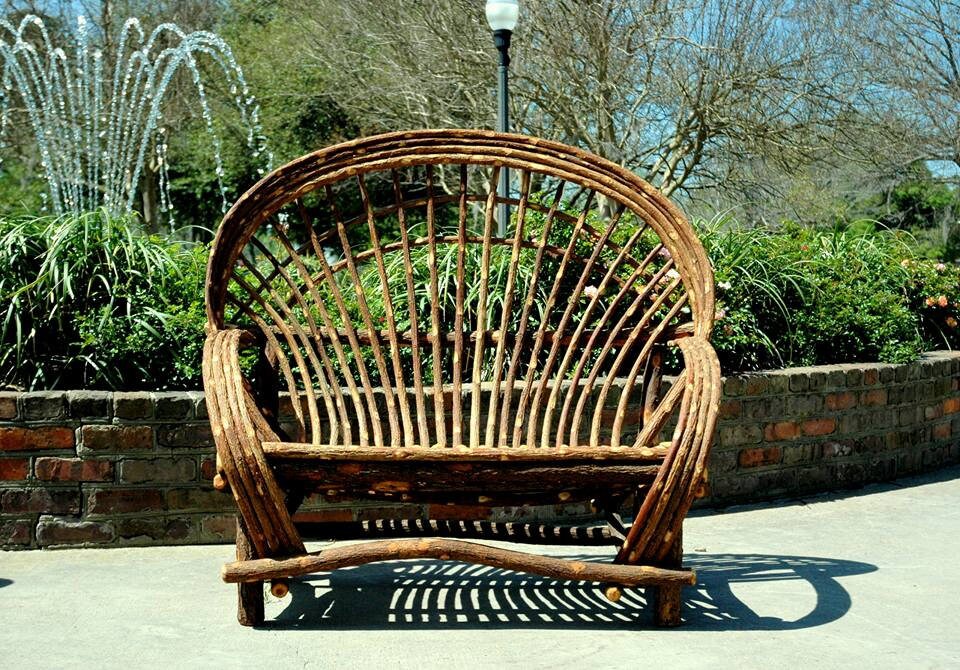 Fan Back Style Three Piece Twig Willow Furniture Set ** Loveseat and 2 ...