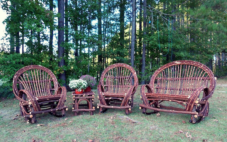 Handmade Willow Twig Furniture Set: Loveseat, Chairs & End Table - Etsy