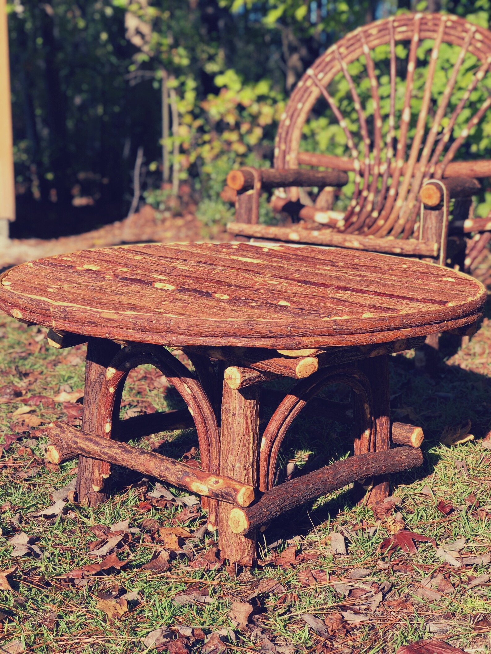 Rustic Round Coffee Table** Rustic Twig Willow - Etsy