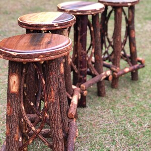 Handmade Willow Twig Bar Stool: Rustic Poplar Top, 30" Height - Etsy