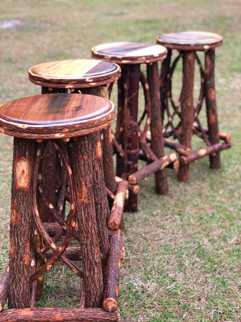 Handmade Willow Twig Bar Stool: Rustic Poplar Top, 30" Height - Etsy