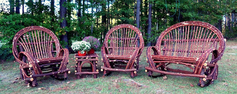 Handmade Willow Twig Furniture Set: Loveseat, Chairs & End Table - Etsy