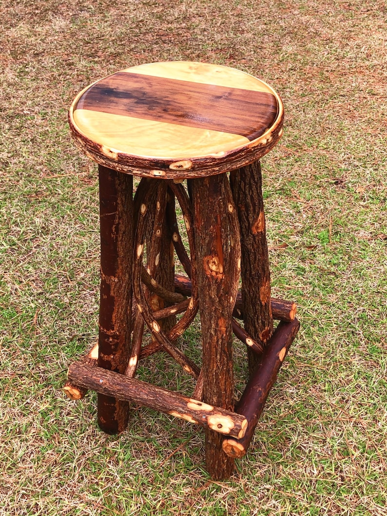 Handmade Willow Twig Bar Stool: Rustic Poplar Top, 30" Height - Etsy